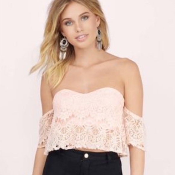 Tobi | Tops | Nwt Tobi Crochet Lace Sweet On You Off The Shoulder Crop ...